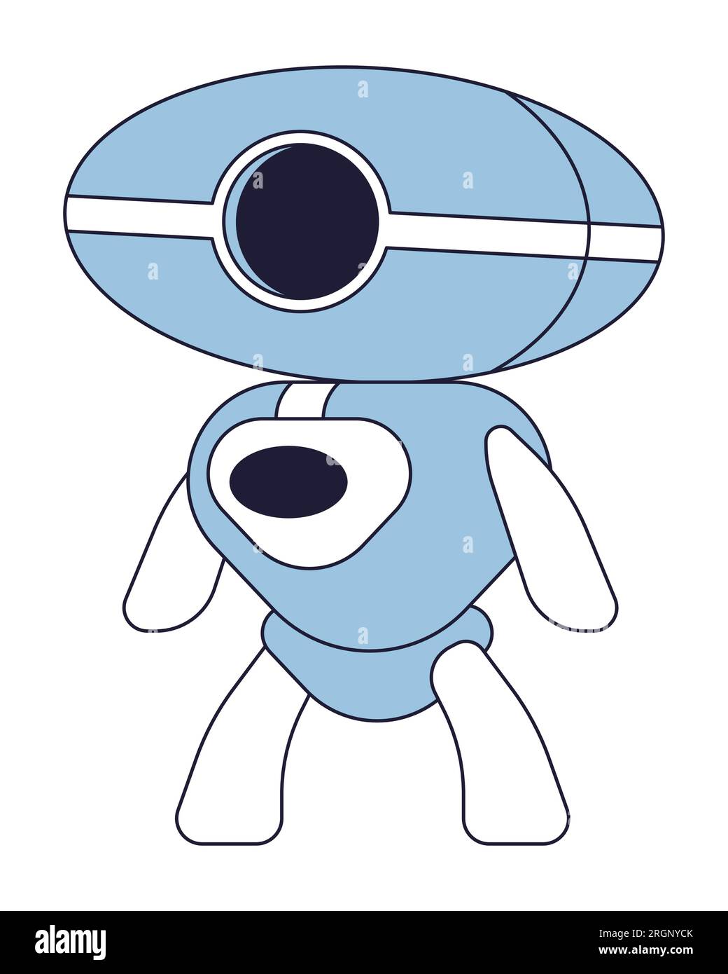 Artificial intelligence robot flat line color isolated vector object ...