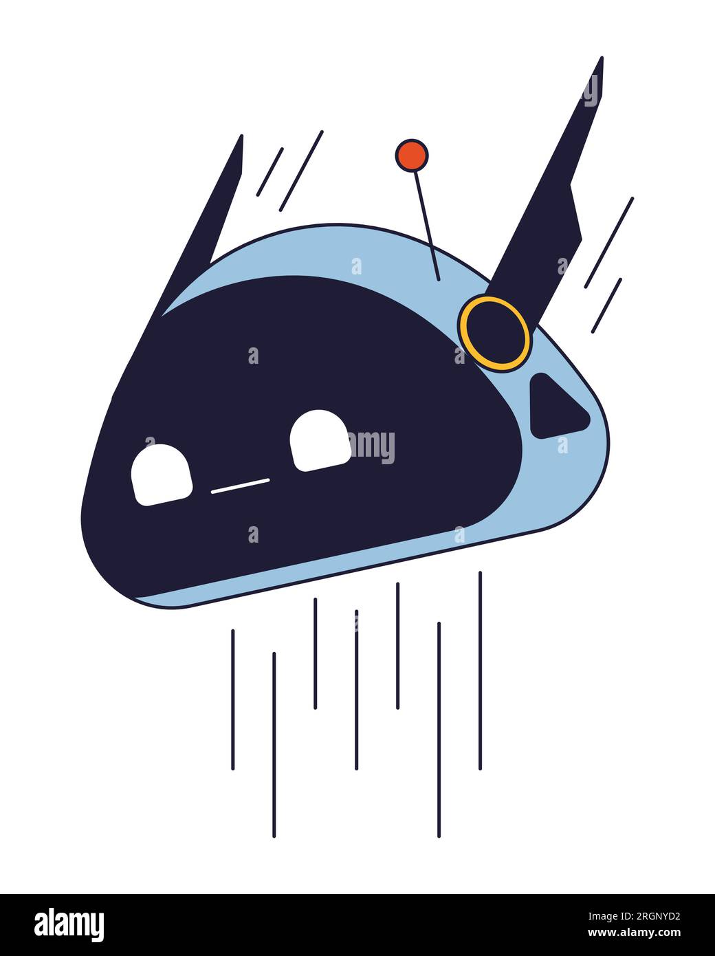 Robot android head flat line color isolated vector object Stock Vector ...