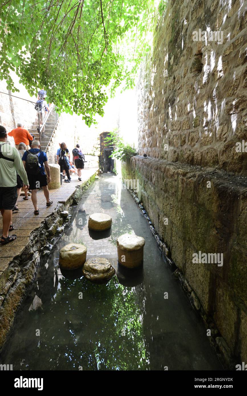 The pool of Siloam at the end of Hezekiah's tunnel is a rock-cut pool ...