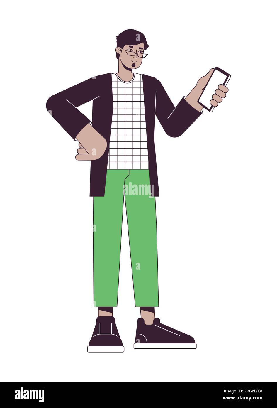 Muslim man buying ticket by smartphone flat line color vector character Stock Vector Image & Art ...