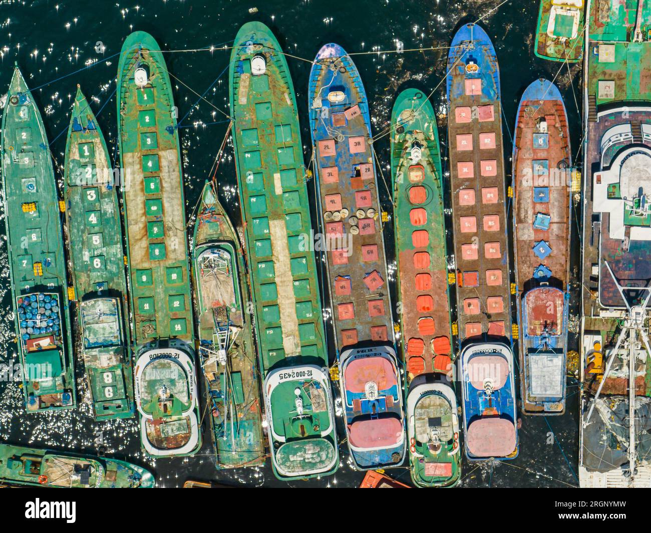Fisherman fishing vessels lining around the harbor of General Santos ...
