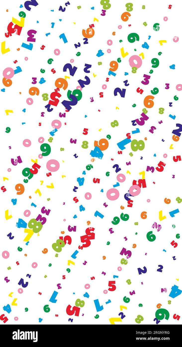 Falling bright numbers. Math study concept with flying digits. Amusing ...