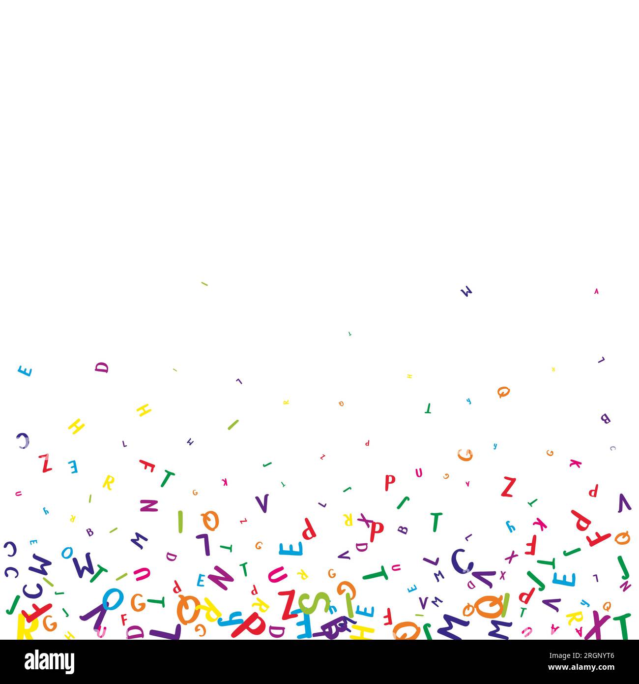 Falling letters of English language. Colorful childish flying ...