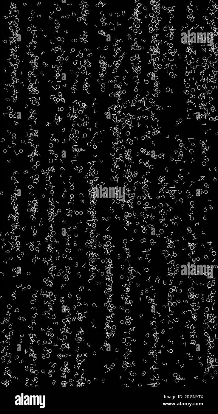 Falling numbers, big data concept. Binary white chaotic flying digits ...