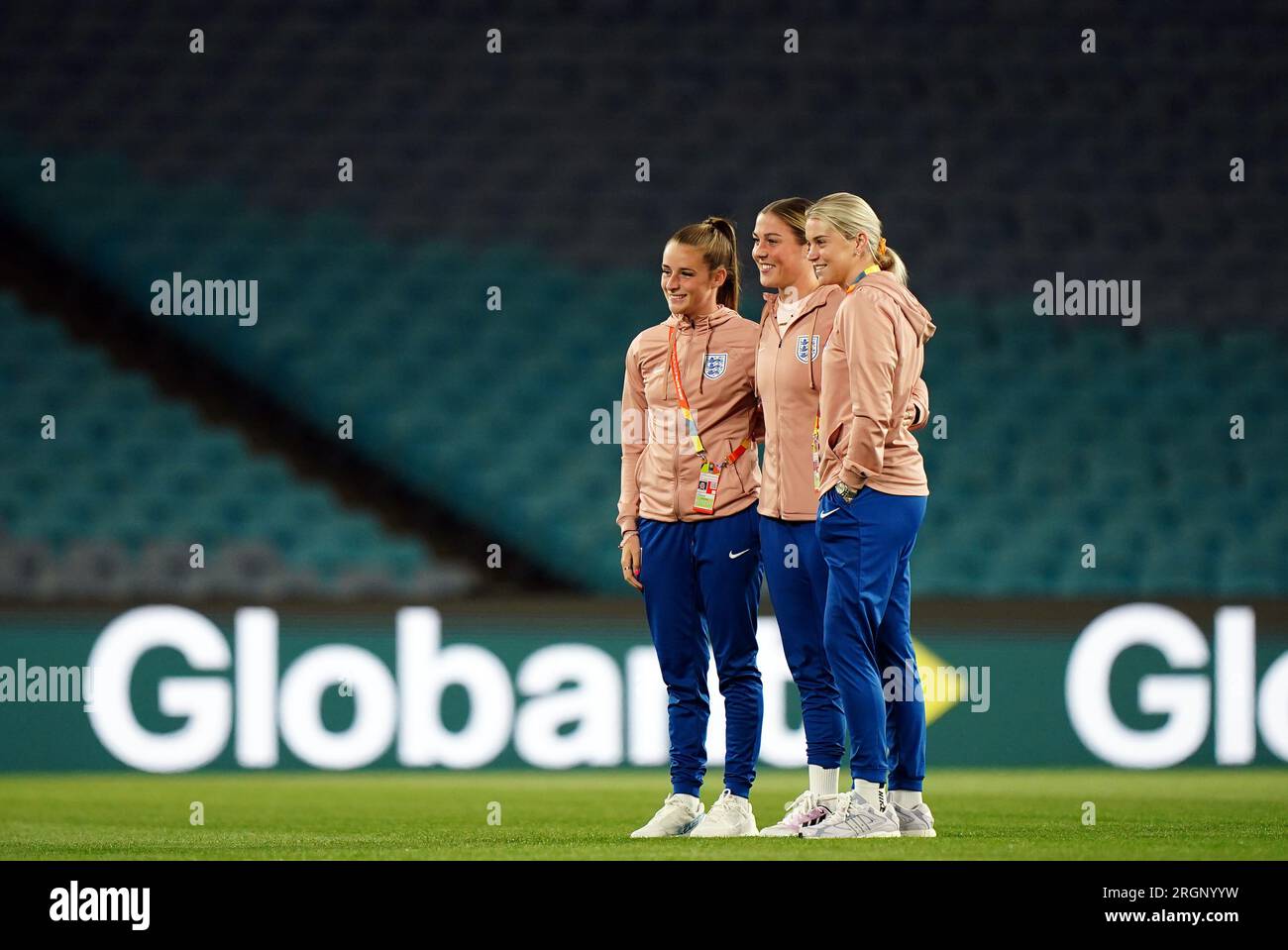 England's Ella Toone, Mary Earps and Alessia Russo during the walk ...