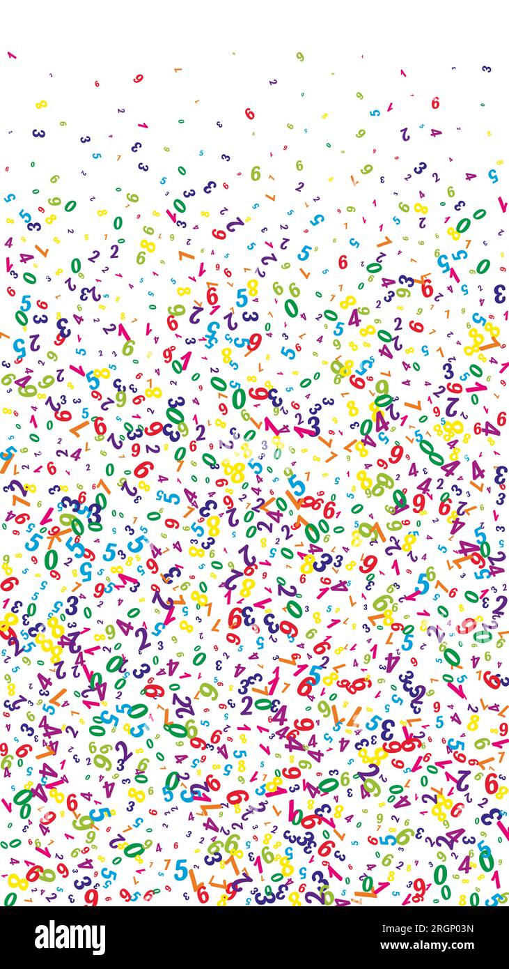 Flying colorful digits and numbers. School math notebook cover. Back to ...