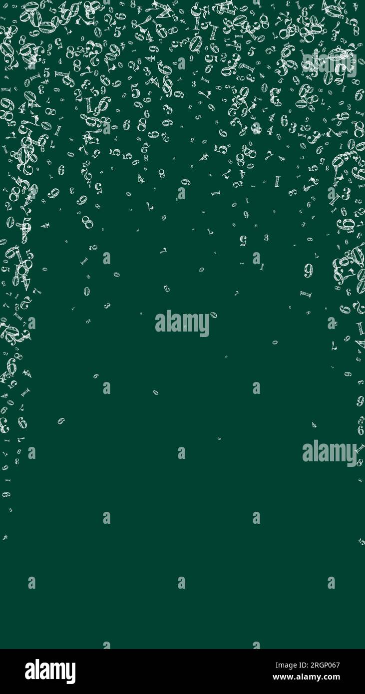 School math notebook cover. White chalk numbers floating in the air ...