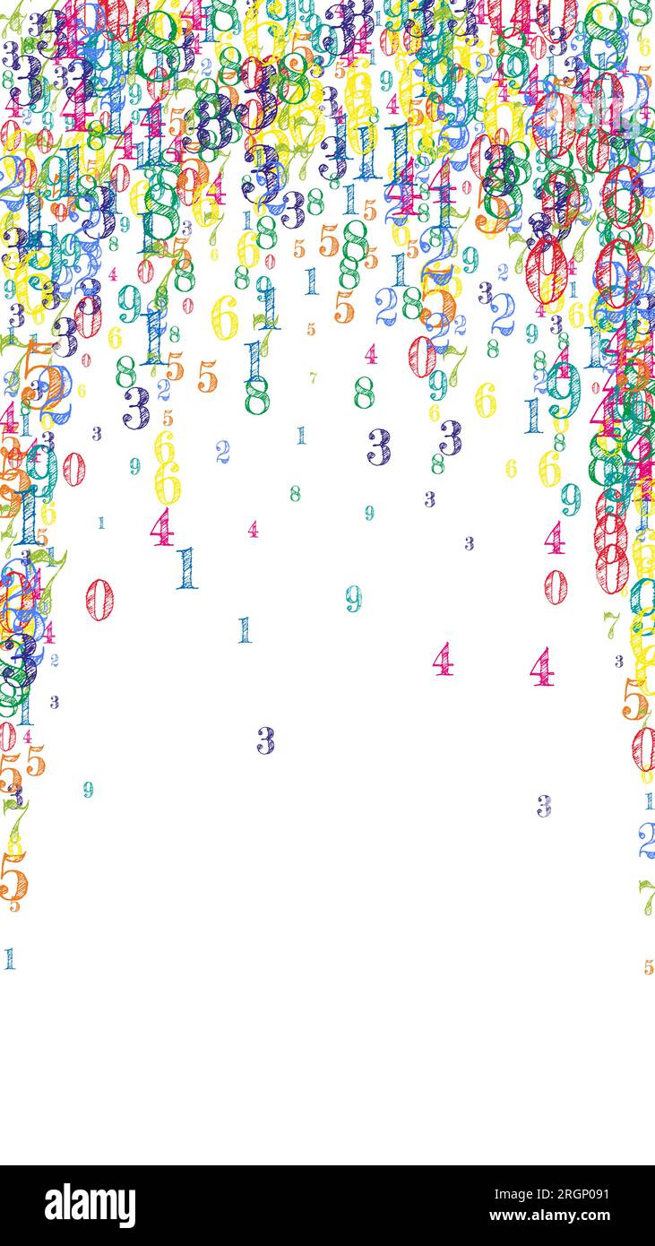 Falling colorful numbers. Math study concept with flying digits. Back ...