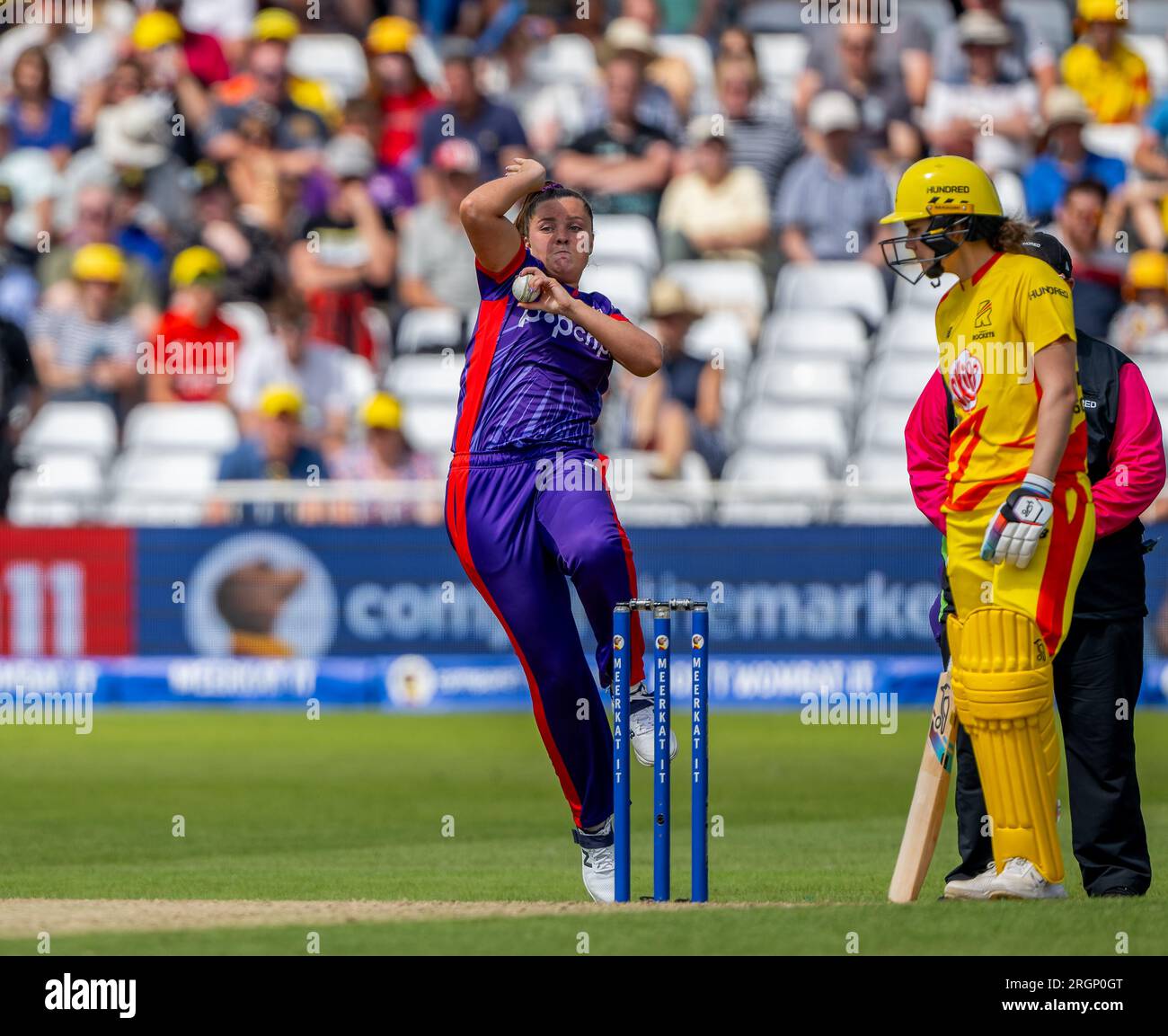 Grace Ballinger bowling for Northern Superchargers watch by Nat Sciver ...