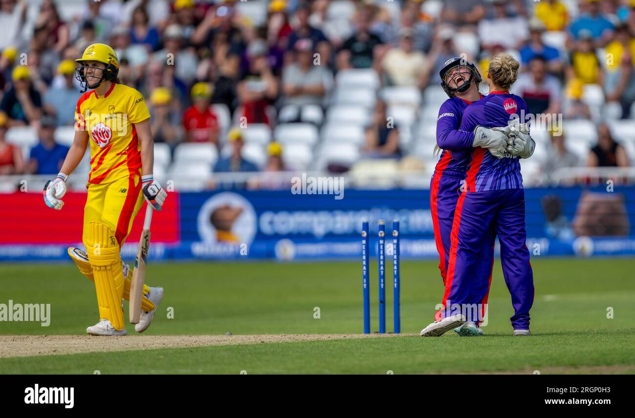 Northern Supercharger’s bowler Lucy Higham and keeper Bess Heath ...