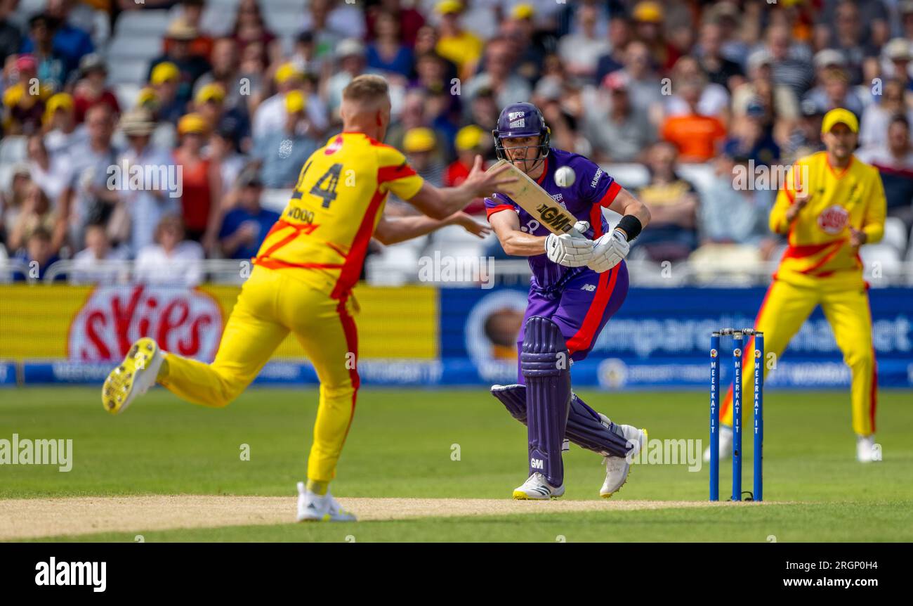 Adam Hose batting for Northern Superchargers and Luke Wood bowling for ...
