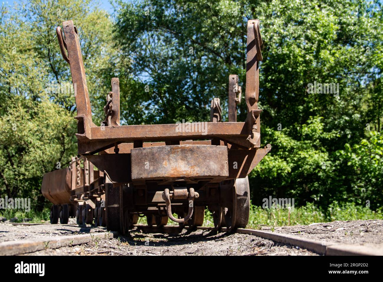 Old rusty train wagon forever parked at an abandoned railway station ...