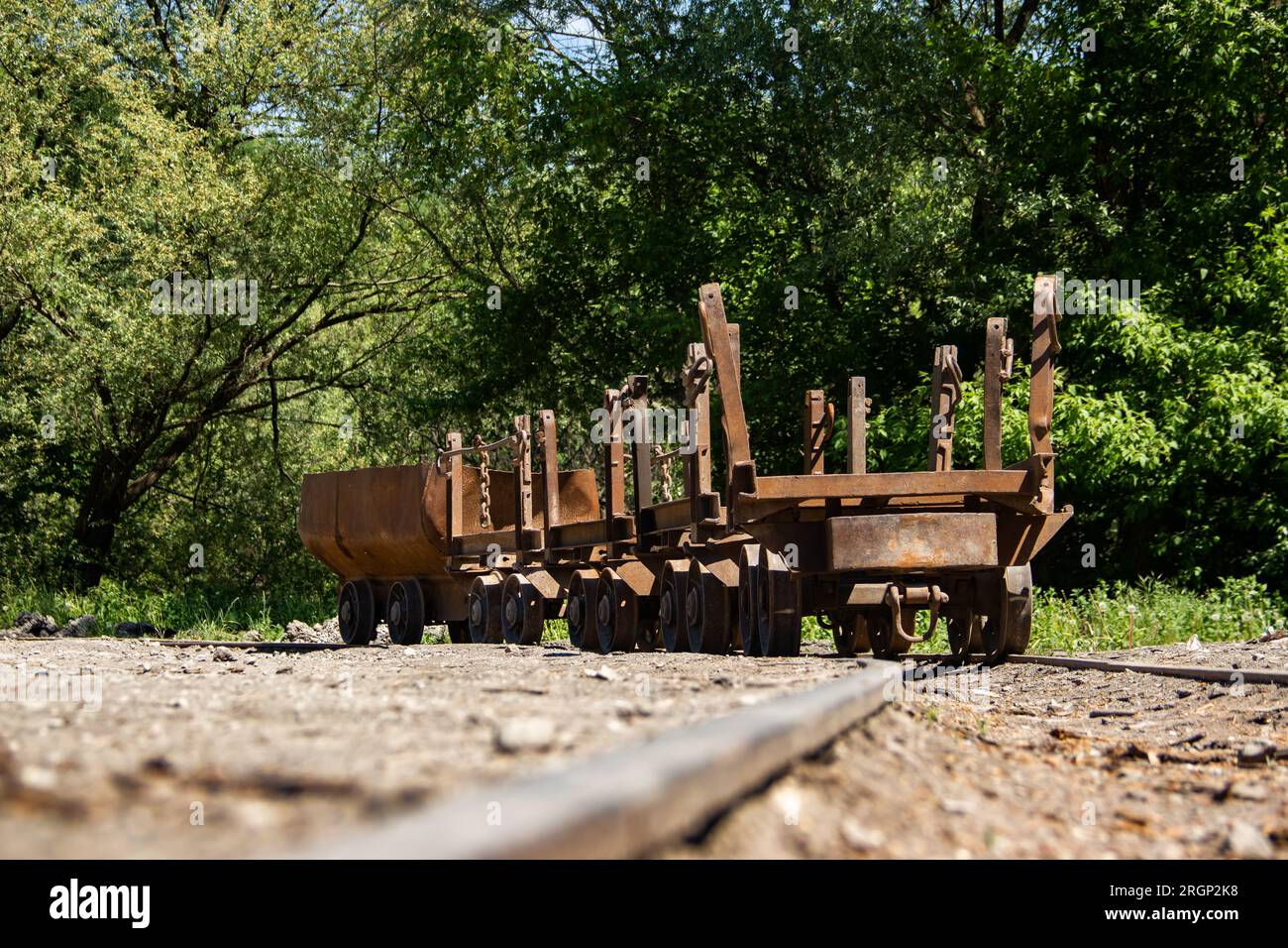 Old rusty train wagon forever parked at an abandoned railway station ...