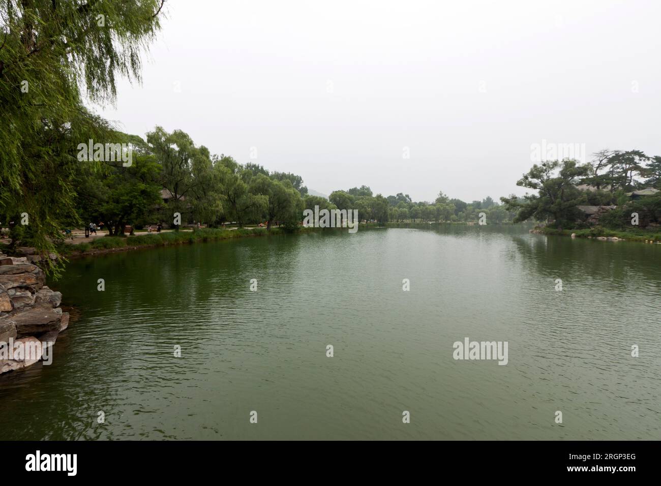 beautiful lake scenery in ancient Chinese garden Stock Photo - Alamy