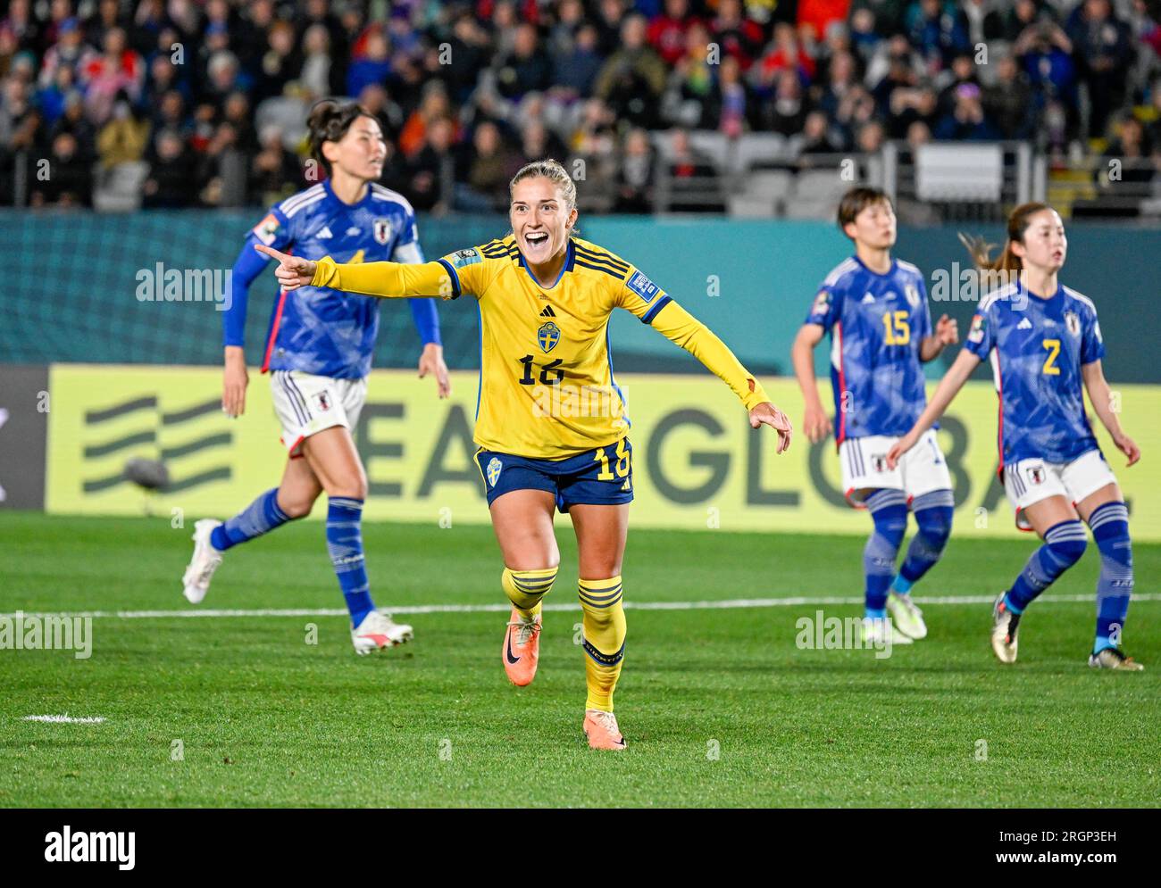 Sweden's Filippa Angeldahl (#16) celebrates scoring 0-2 during the FIFA ...