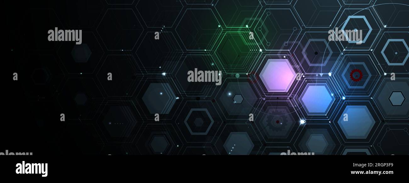 Technology banner design with hexagons abstract background Stock Vector ...