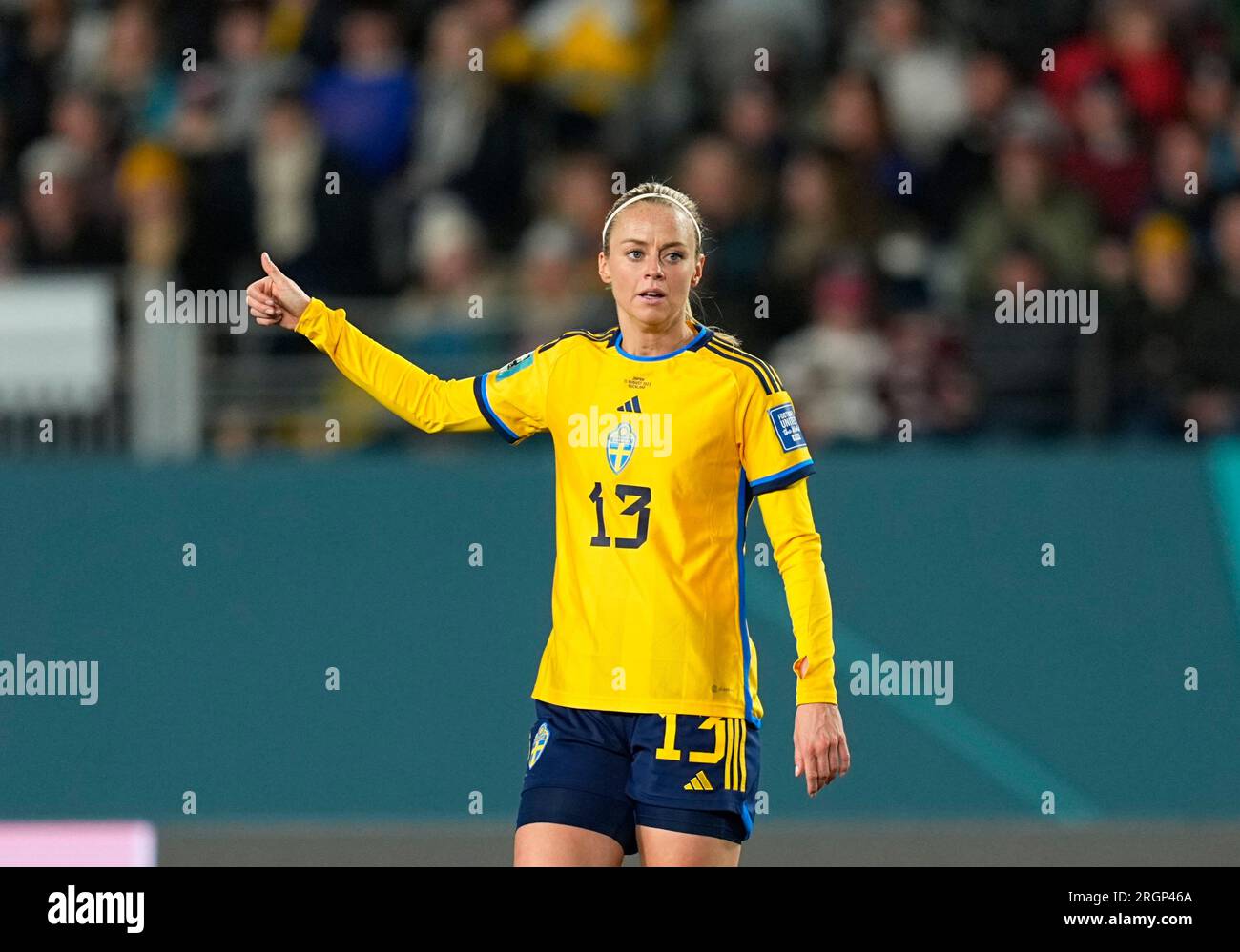 August 11 2023: Amanda Ilestedt (Sweden) gestures during a game, at ...