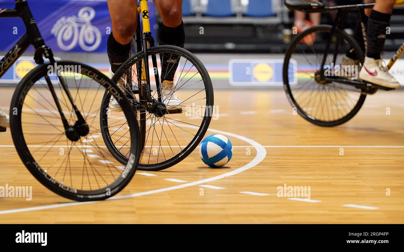Action from Hong Kong versus Malaysia in the Men’s Elite Cycle-ball ...