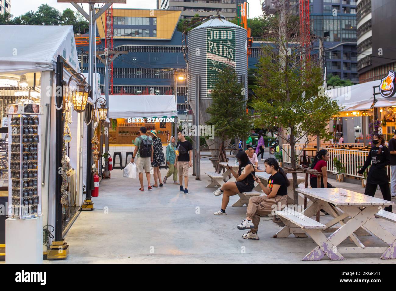 Bangkok, Thailand - June 12, 2023: People at the Jodd Fair's night ...