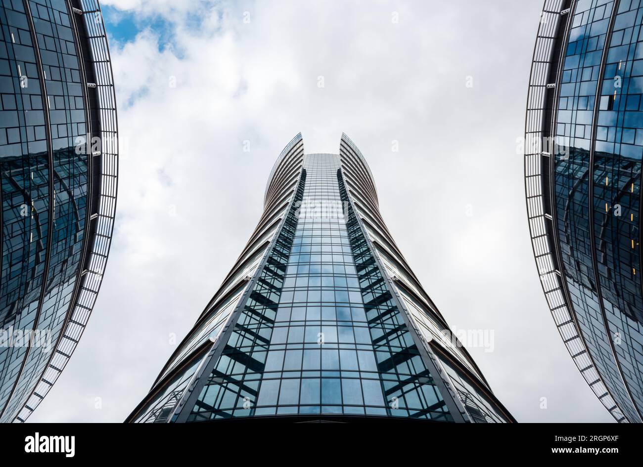 Warsaw Spire building complex on Plac Europejski square - symmetric ...