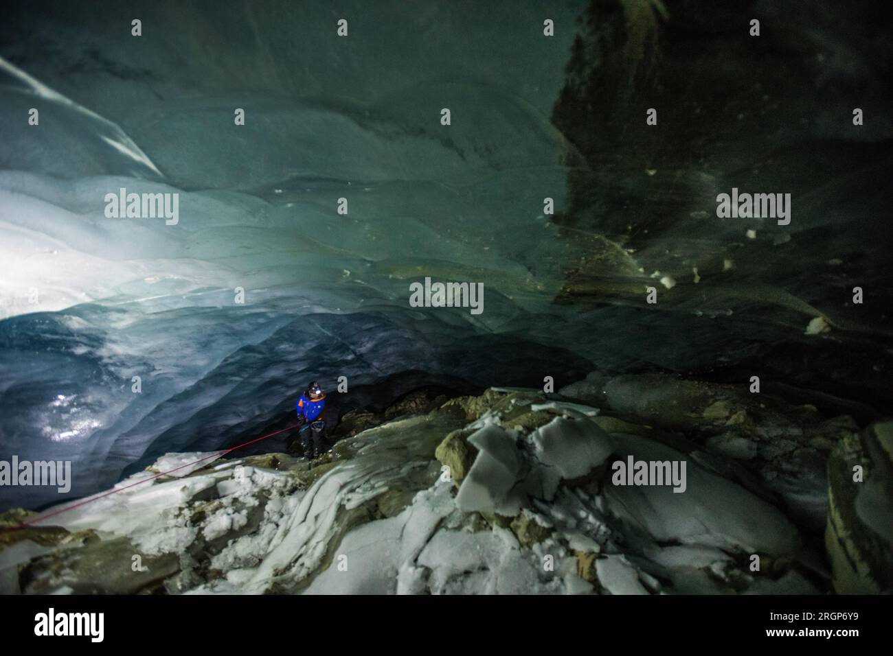 Exploring an ice cave in the Coast Mountains B.C Stock Photo - Alamy