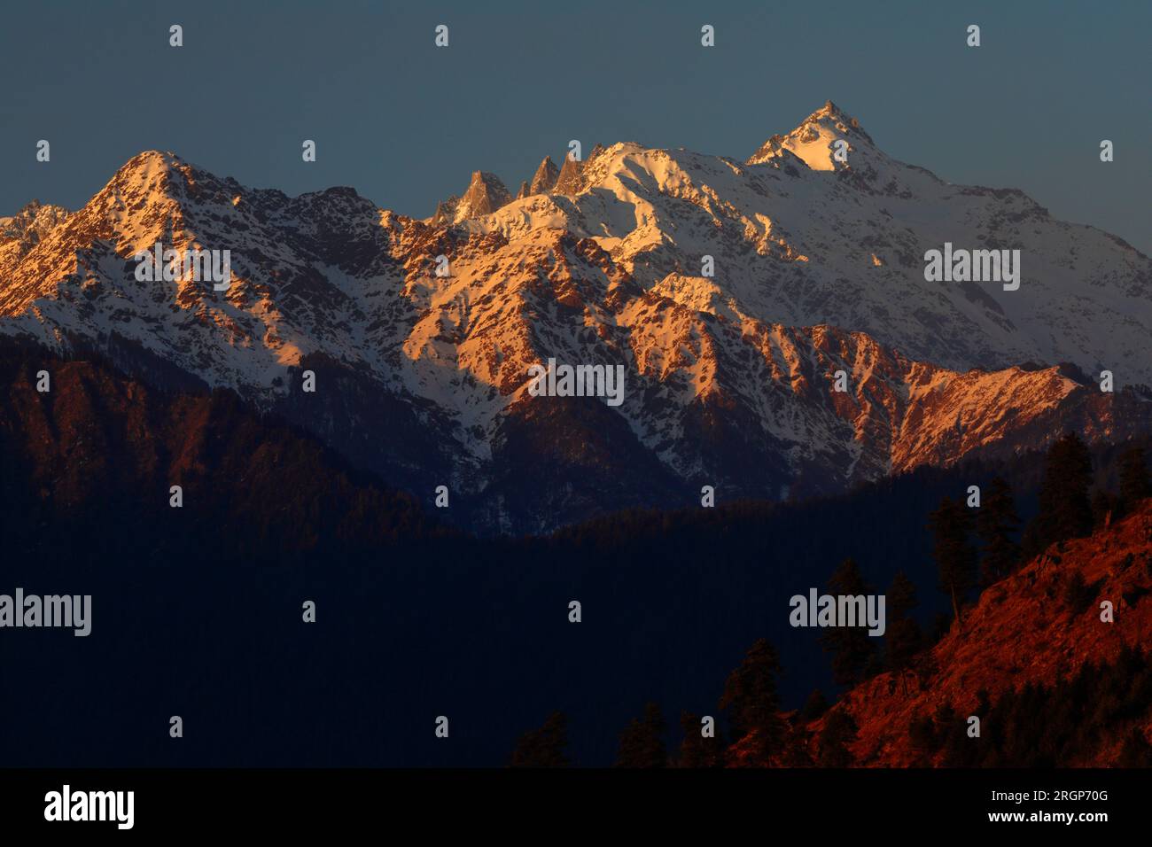 Himalaya mountains with Kinnaur Kailash peak at sunset, in Kinnaur ...