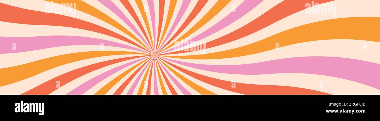 Retro 60s and 70s groovy carnival background. Sun and rainbow swirl ...