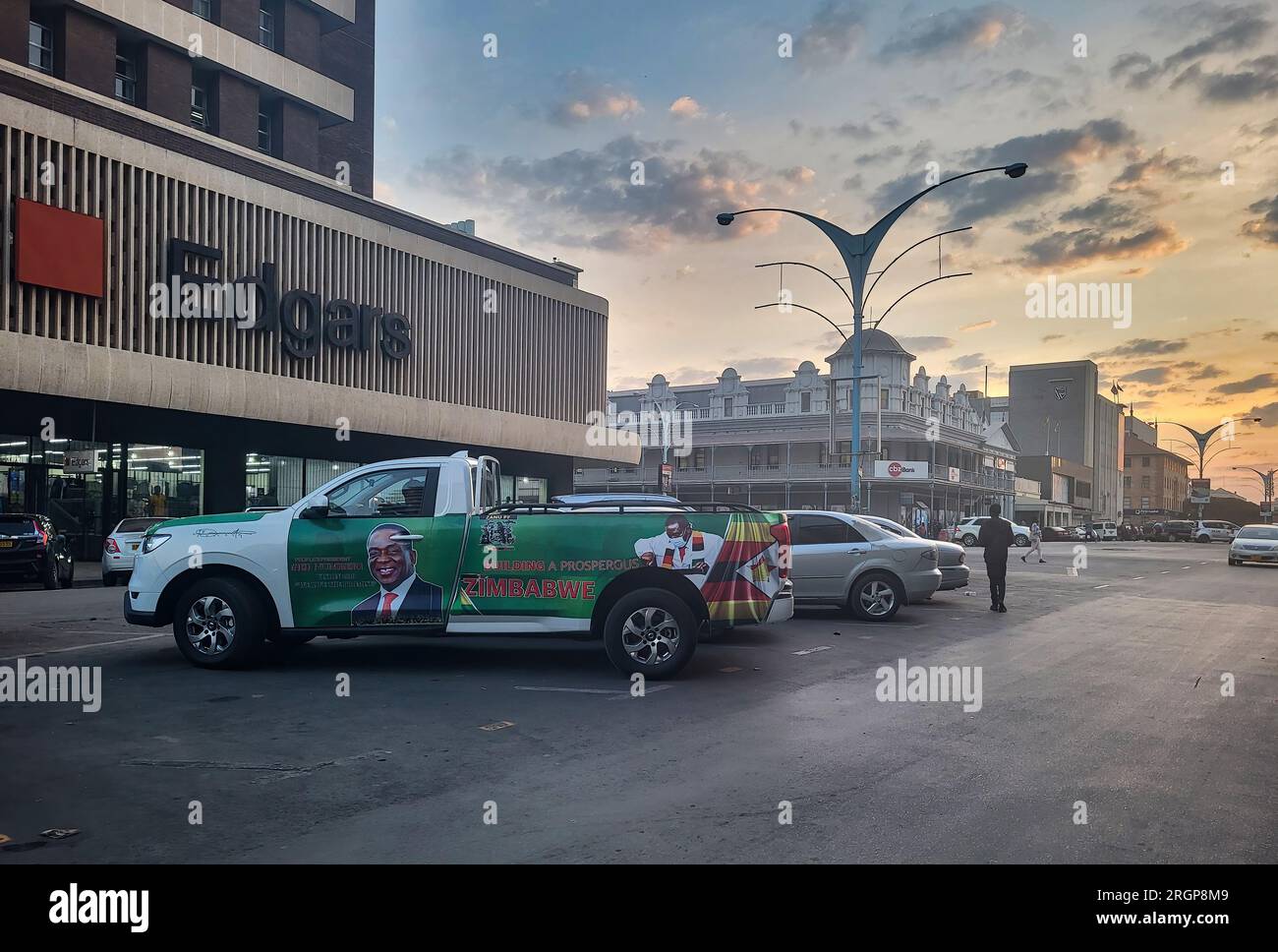 Bulawayo, Zimbabwe. July 2nd 2023. 4WD car showing ZANU PF candidate ...