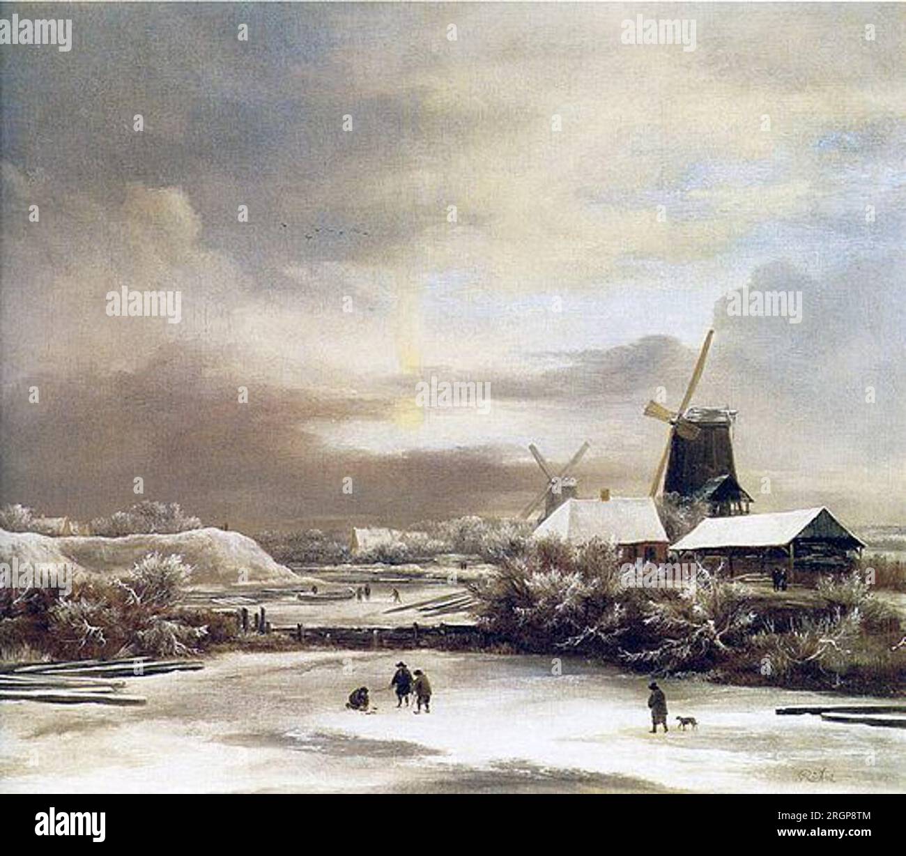Winter Landscape with Two Windmills 1675 by Jacob van Ruisdael Stock ...
