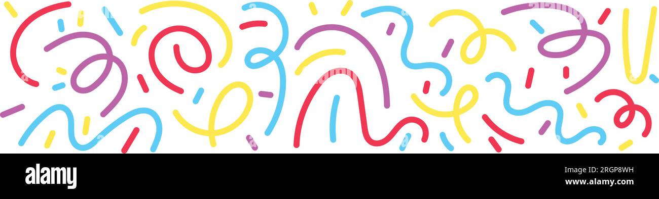 Squiggle lines, shapes and patterns in child friendly design. Fun and colorful abstract ...