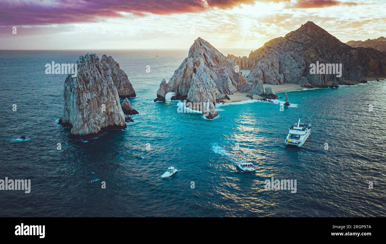 Boats in the ocean near Cabo San Lucas, Baja California Stock Photo - Alamy