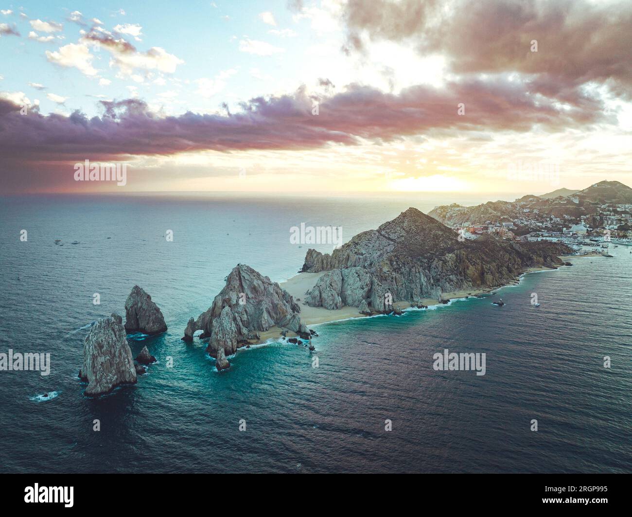 The famous taffy-colored El Arco rock formations, Baja California Stock ...
