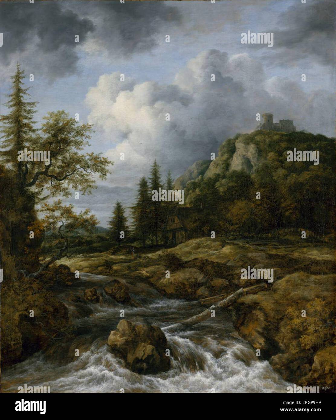 The Waterfall before the Mountain Castle between 1665 and 1670 by Jacob ...