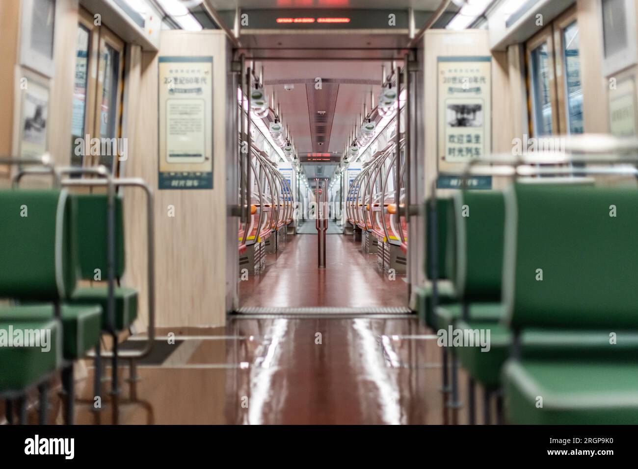 People experience "time-traveling" on a subway train of Beijing Subway ...
