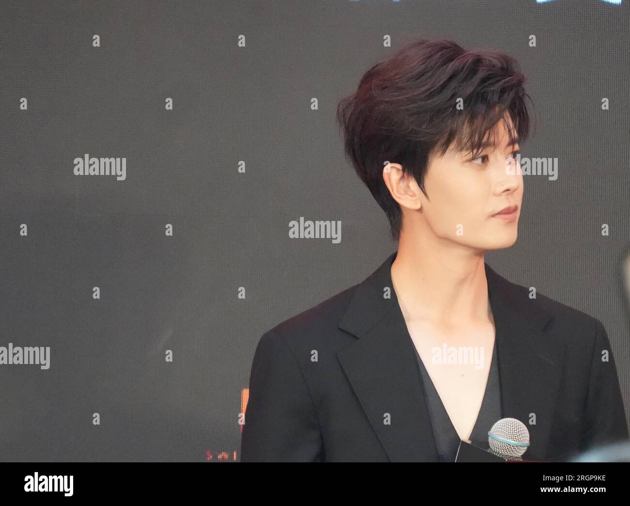 Chinese actor and singer Ren Jialun attends an activity in Shanghai ...