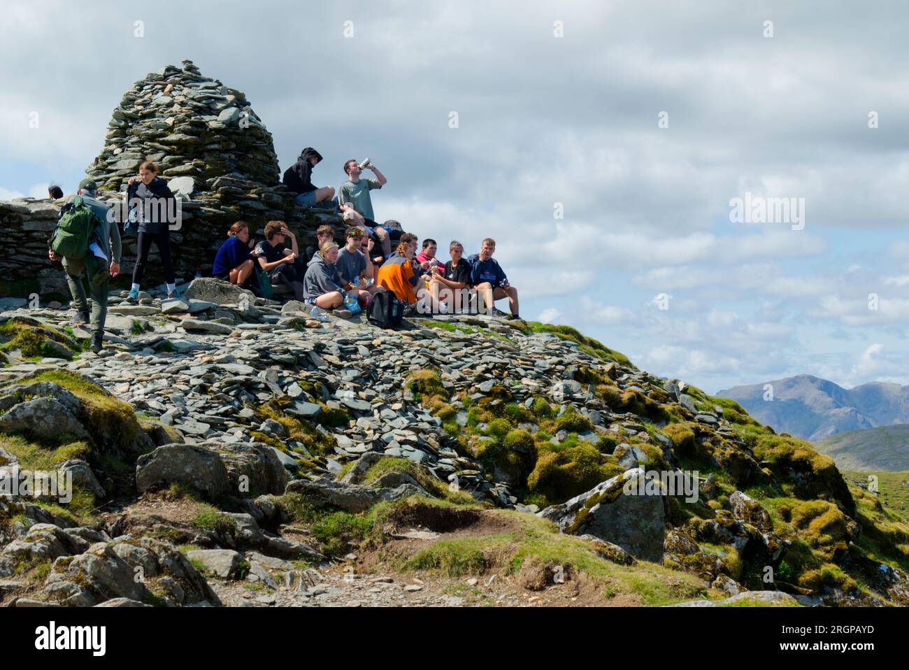 Summit cairn of Old Man of Coniston, Lake District Stock Photo - Alamy