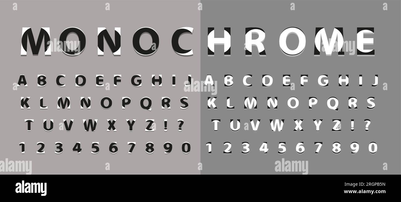 Futuristic monochrome Alphabet Letters brutalism bauhaus style. Future ...