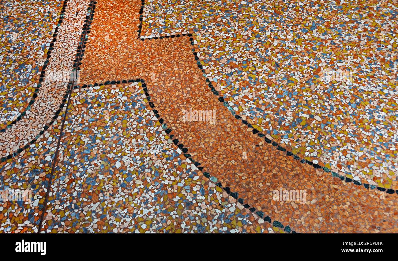 A fragment of the sidewalk in the gallery on Via Ugo Bassi in Bologna ...