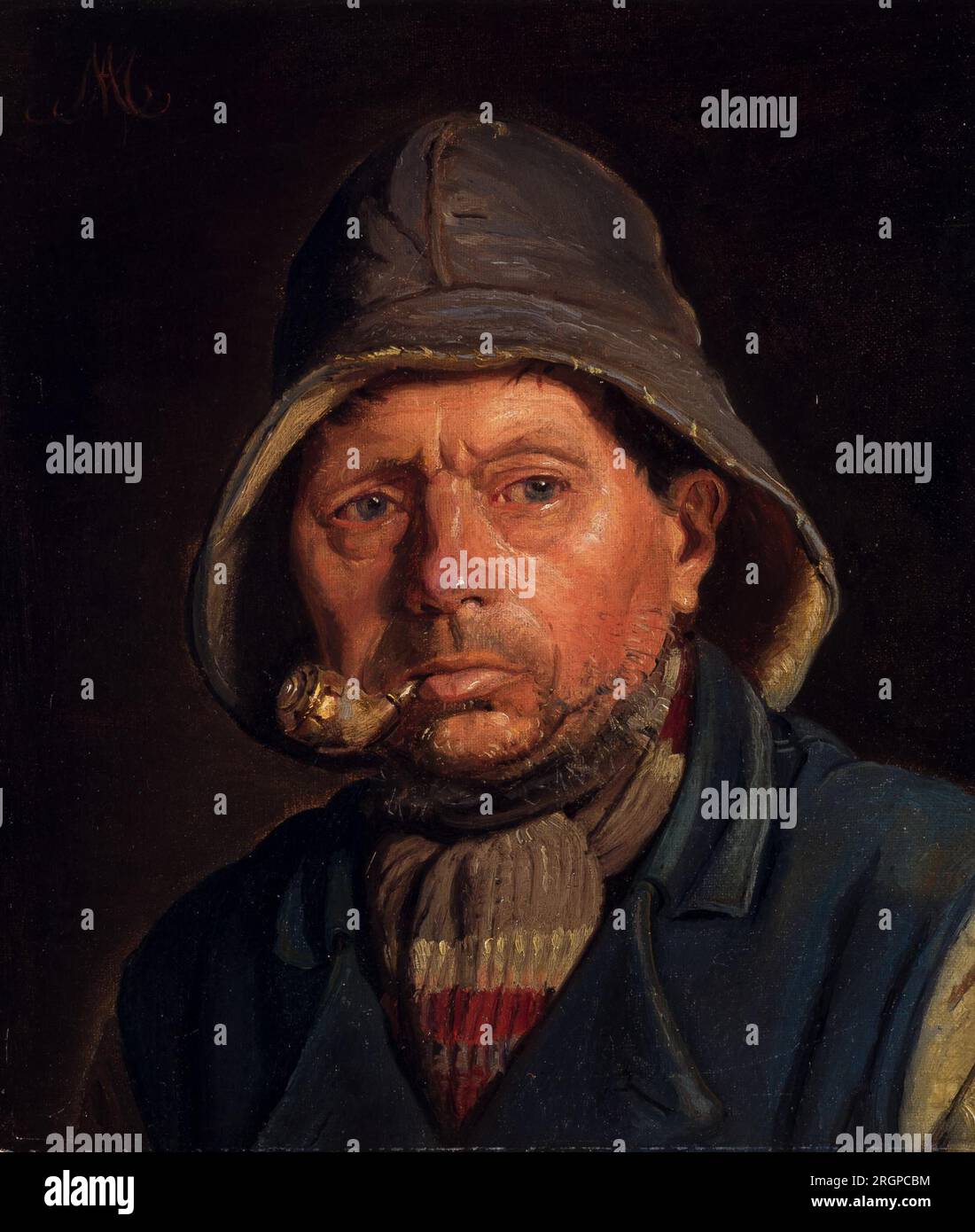 Fisherman smoking his pipe. circa 1876 by Michael Peter Ancher Stock ...