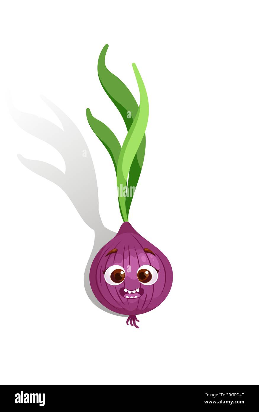 Cute character funny Red onion in cartoon style. Healthy food ...
