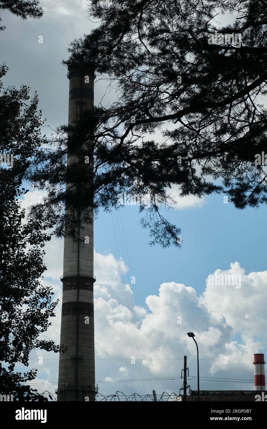 Industrial power plant, Power plant station pipes Stock Photo - Alamy