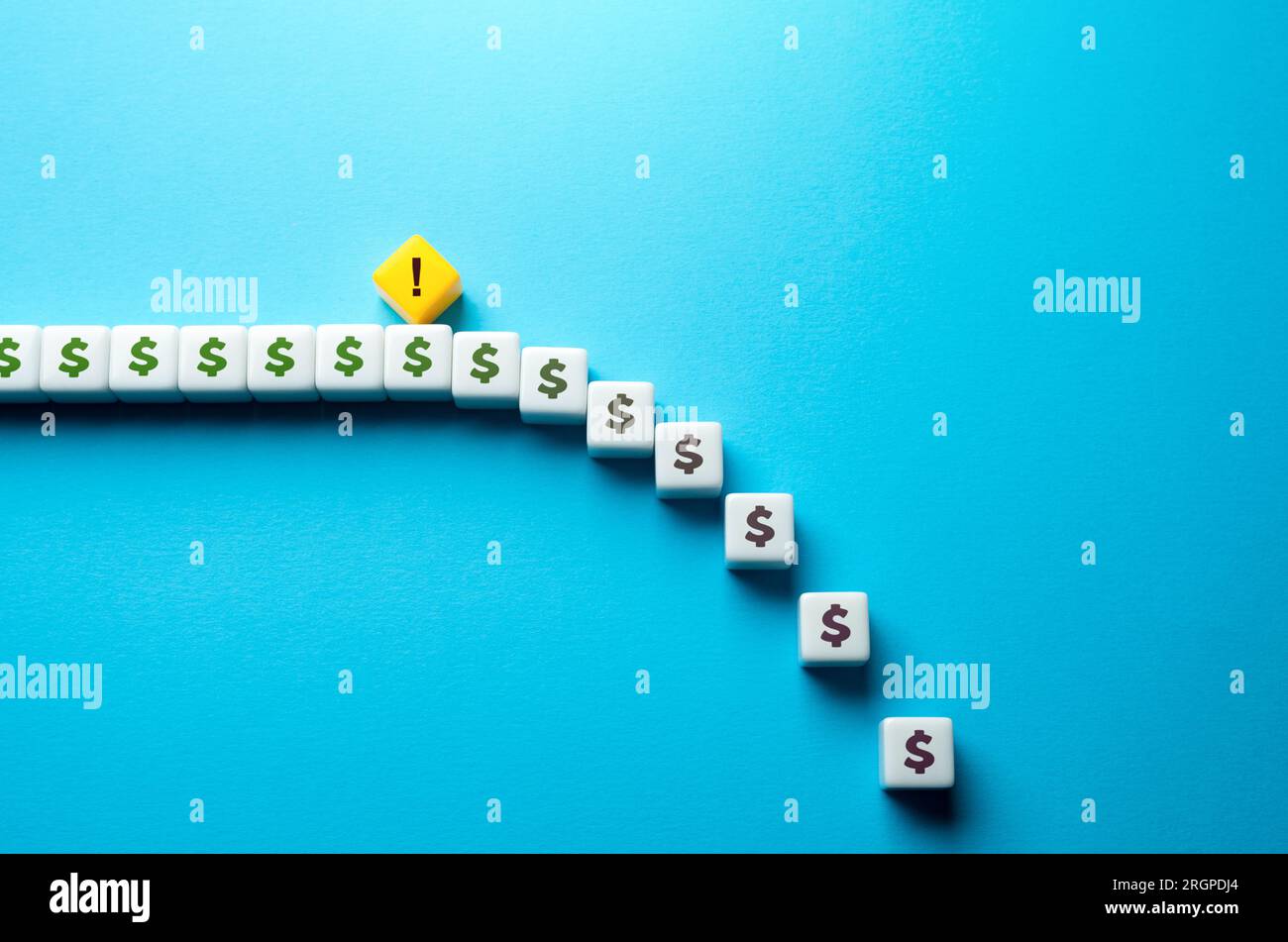Trouble and loss of money. Price drop. Factor causing financial loss ...