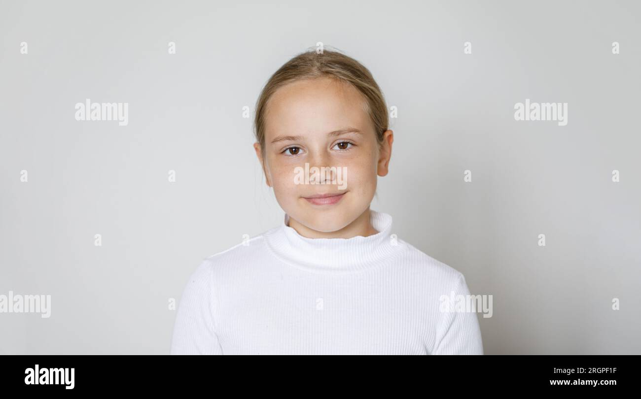 Young girl 10 years old, studio portrait Stock Photo - Alamy