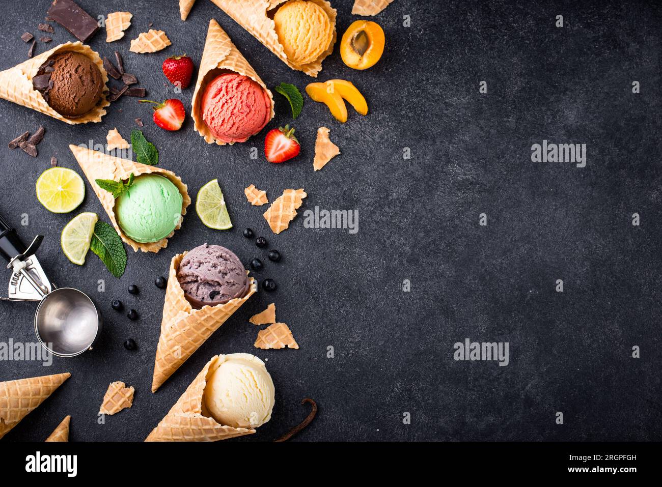 Assortment of different taste of ice cream Stock Photo - Alamy