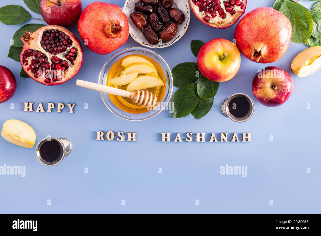 A set of traditional treats for Rosh Hashanah. New Year's background ...