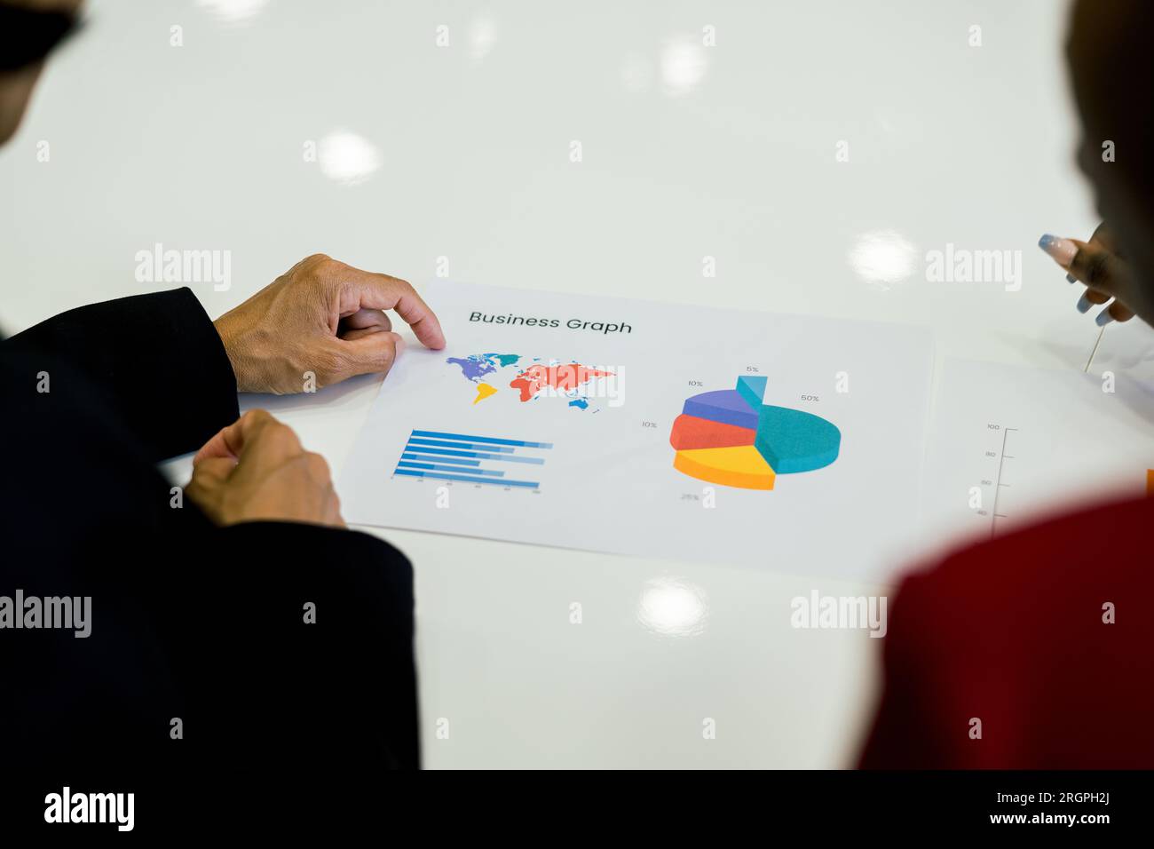Crop diverse people working on paper with business chart Stock Photo ...
