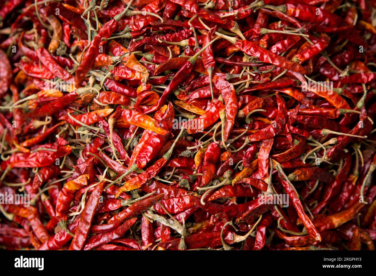 Spicy thai organic chillies in a street food stall in Bangkok, Thailand ...
