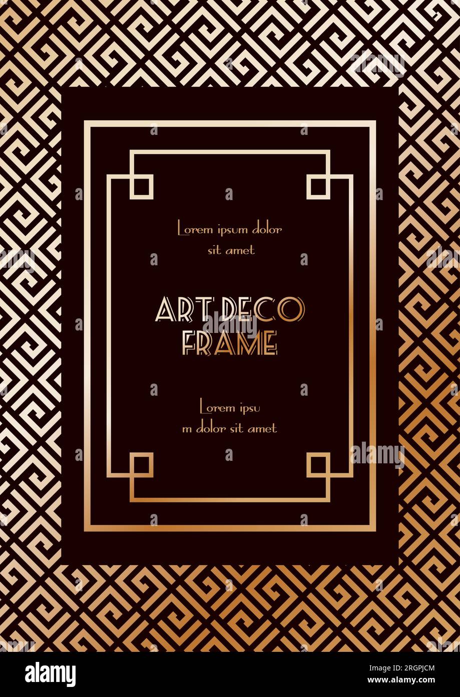 Exquisite minimalistic golden geometric art deco illustration. Greek or ...