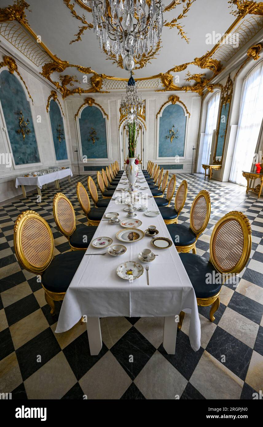 Potsdam, Germany. 11th Aug, 2023. A laid table with historical tea ...