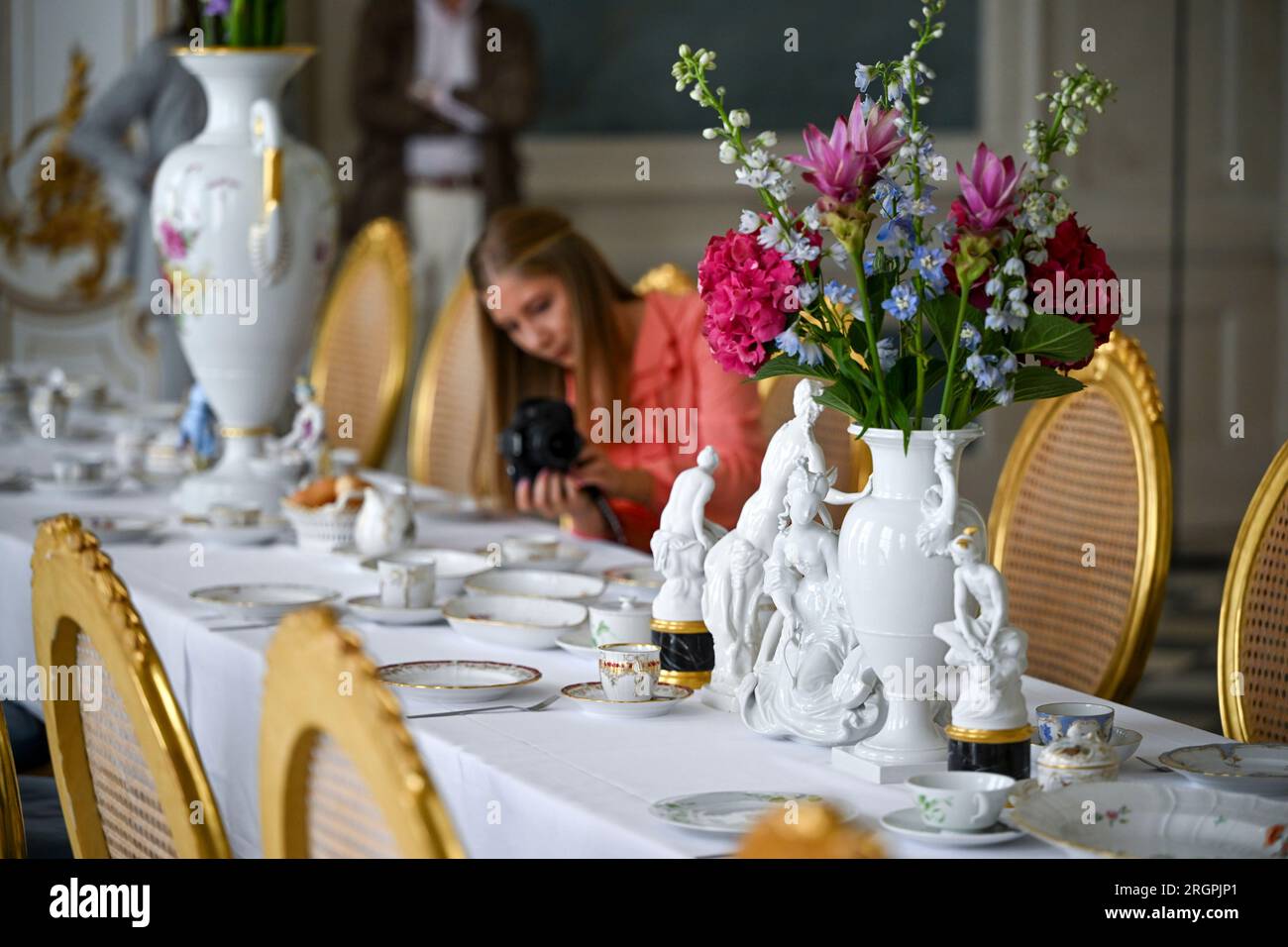 Potsdam, Germany. 11th Aug, 2023. A laid table with historical tea ...
